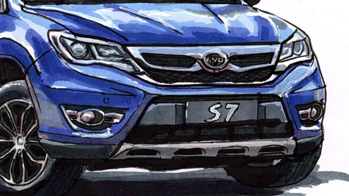 【图】【不止画车】鹰眼大灯，手绘比亚迪SUV——2015款 S7_比亚迪S7论坛_汽车之家论坛