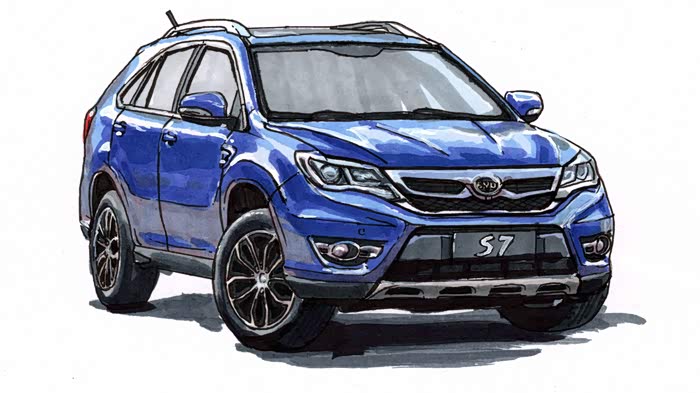 【图】【不止画车】鹰眼大灯，手绘比亚迪SUV——2015款 S7_比亚迪S7论坛_汽车之家论坛