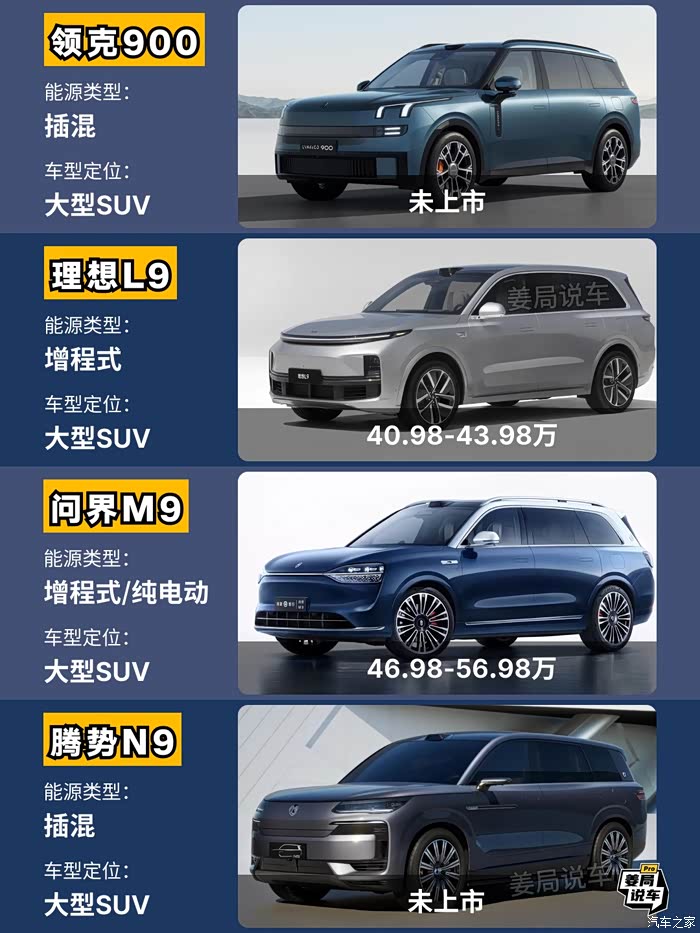 【图】领克900、理想L9、问界M9和腾势N9的参数对比，大家更喜欢哪个_领克900论坛_汽车之家论坛