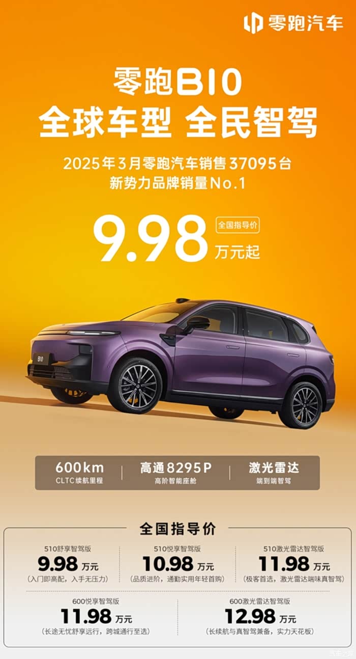 【图】零跑B10共推出5款车型，有510km和600km两种CLT_零跑B10论坛_汽车之家论坛