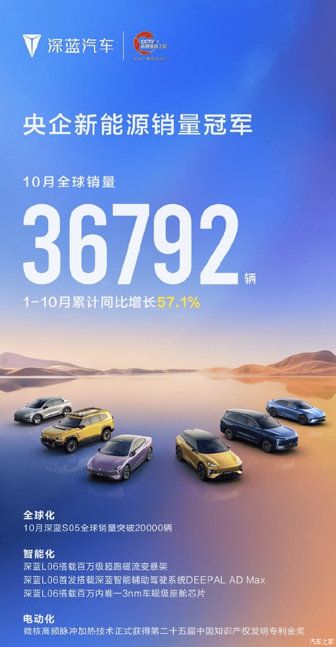 【图】深蓝汽车10月全球销量36792辆 S05销量突破2万辆_深蓝S05论坛_汽车之家论坛