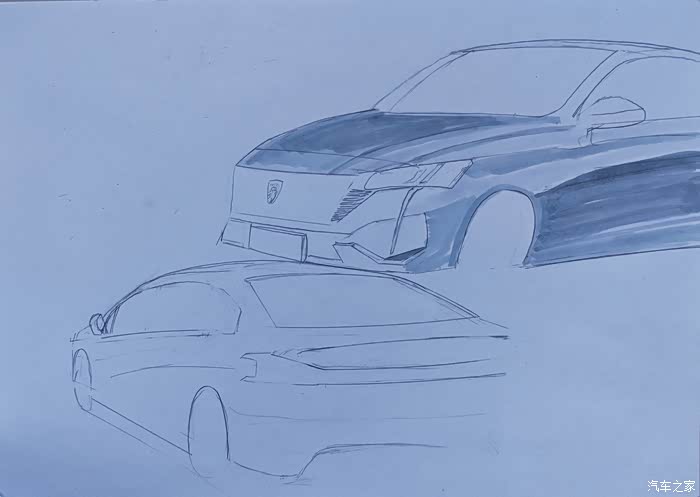 【图】【晨风手绘】紧凑型小狮王，手绘标致408 罗曼尼版_汽车插画论坛_汽车之家论坛